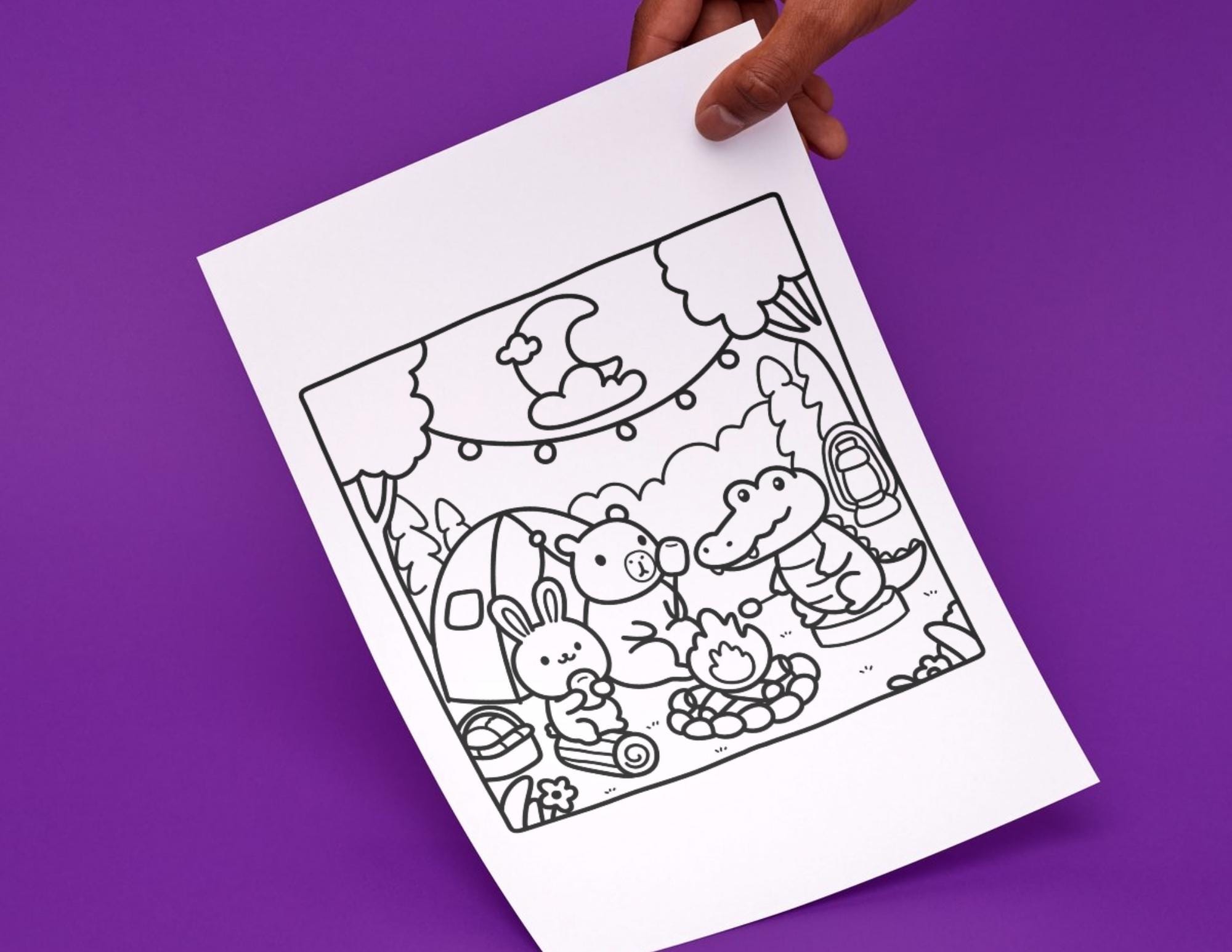 Bold and Easy Capybara and Friends Coloring Pages | Hand-drawn ...