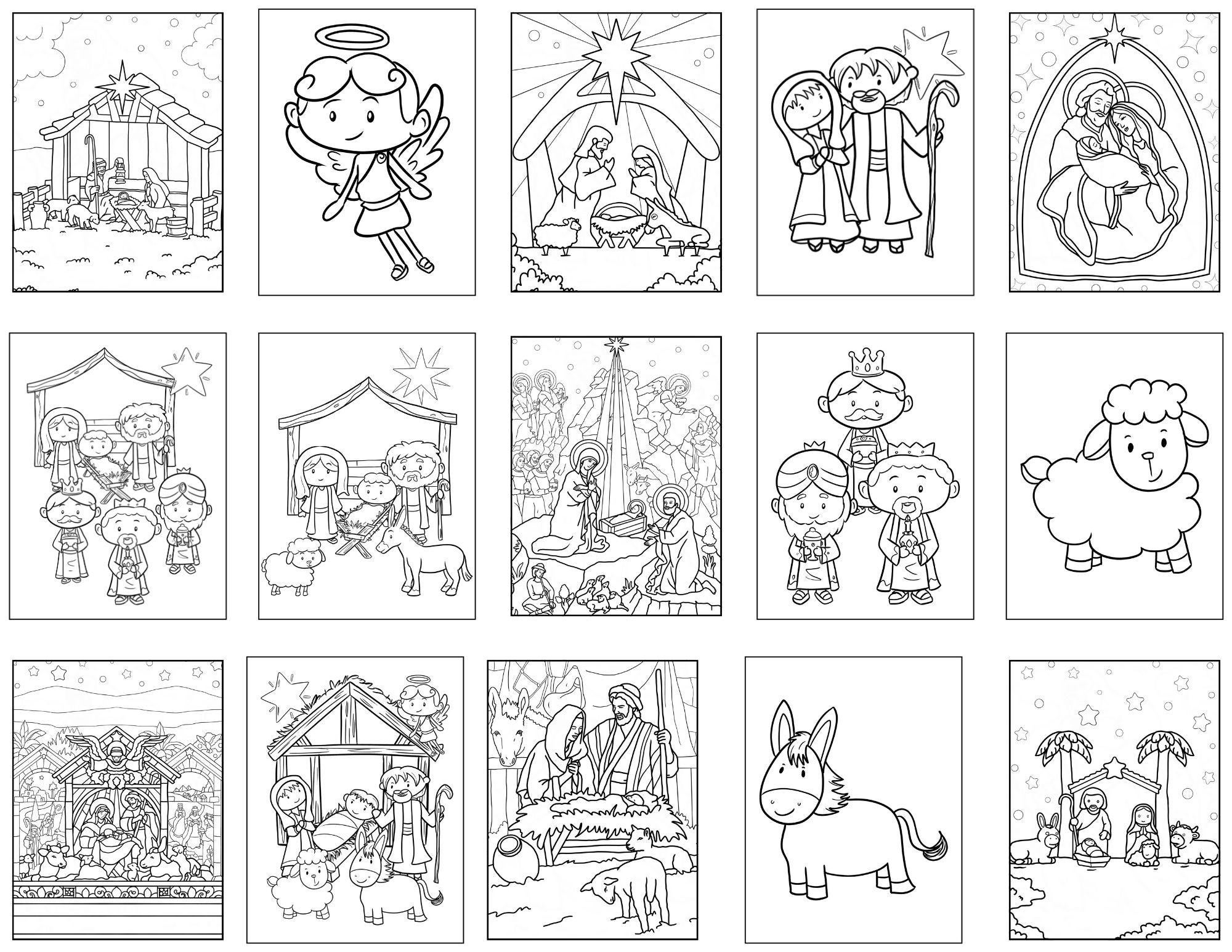 Nativity Christmas Kids Coloring Book: Religious Holiday Activity (PDF ...
