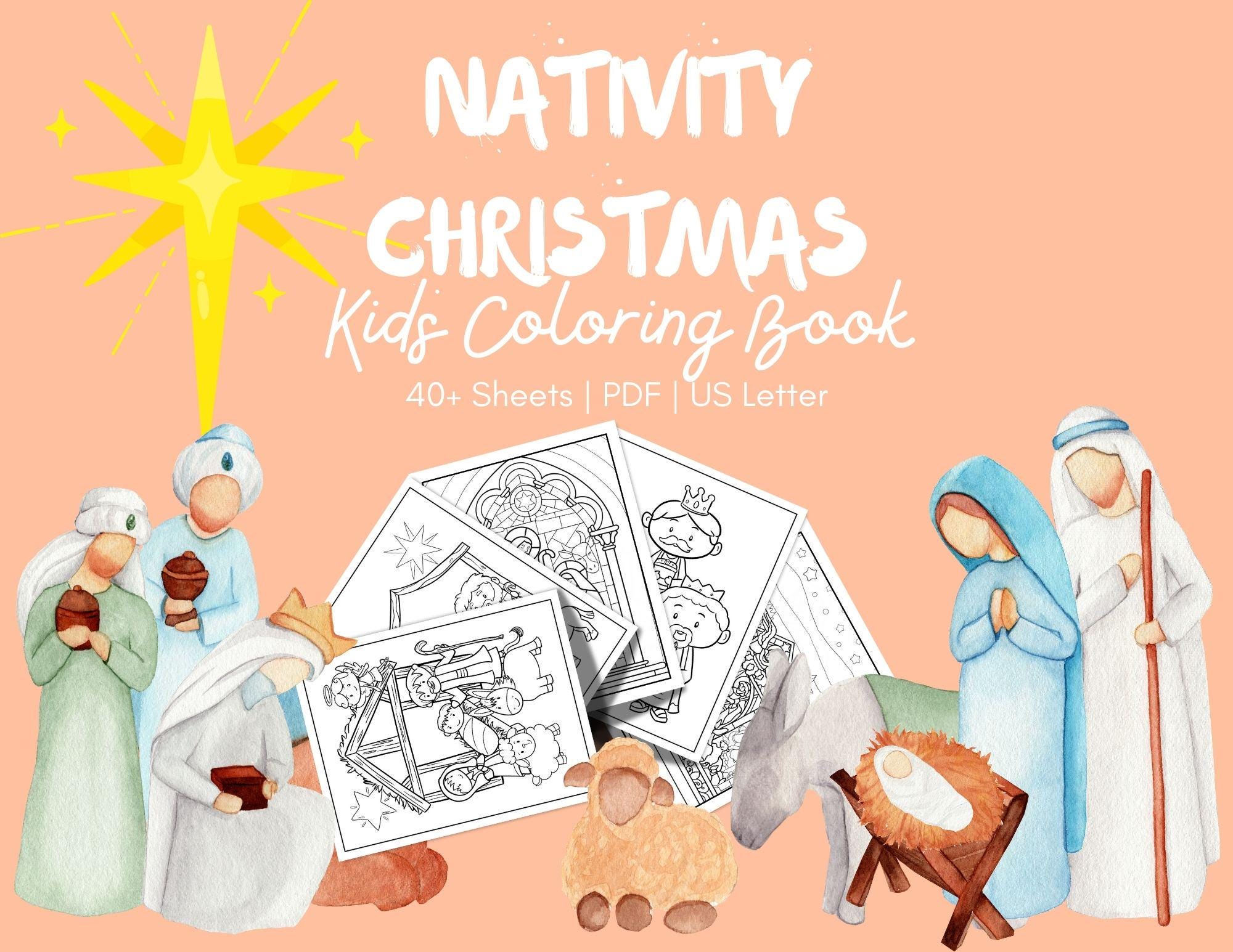 Nativity Christmas Kids Coloring Book: Religious Holiday Activity (PDF ...