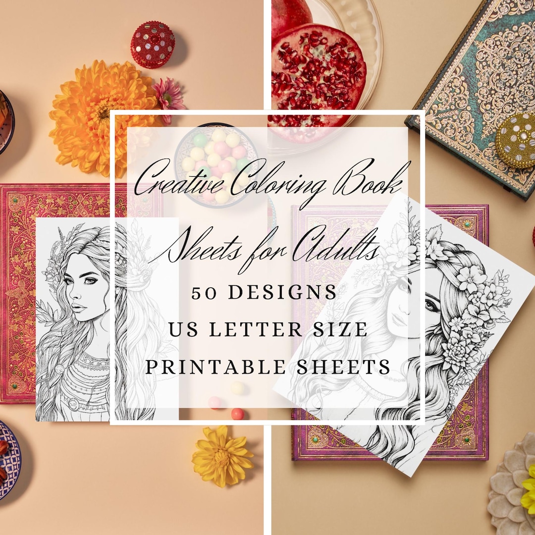 Creative Coloring Book Sheets for Adults | Slavic Women and Floral ...