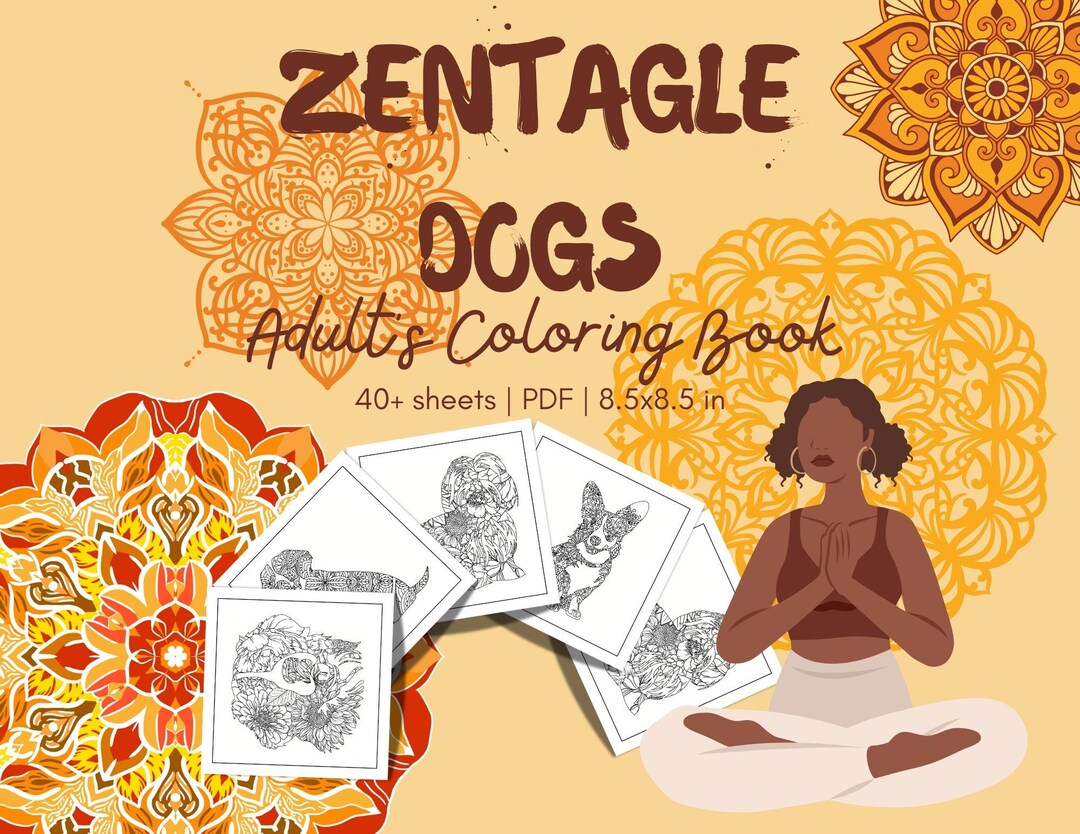 Zentangle Dog Coloring Book for Adults | Mandala & Floral Designs ...