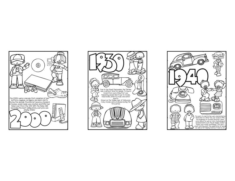 American History 20th Century Coloring Book | Educational Printable ...