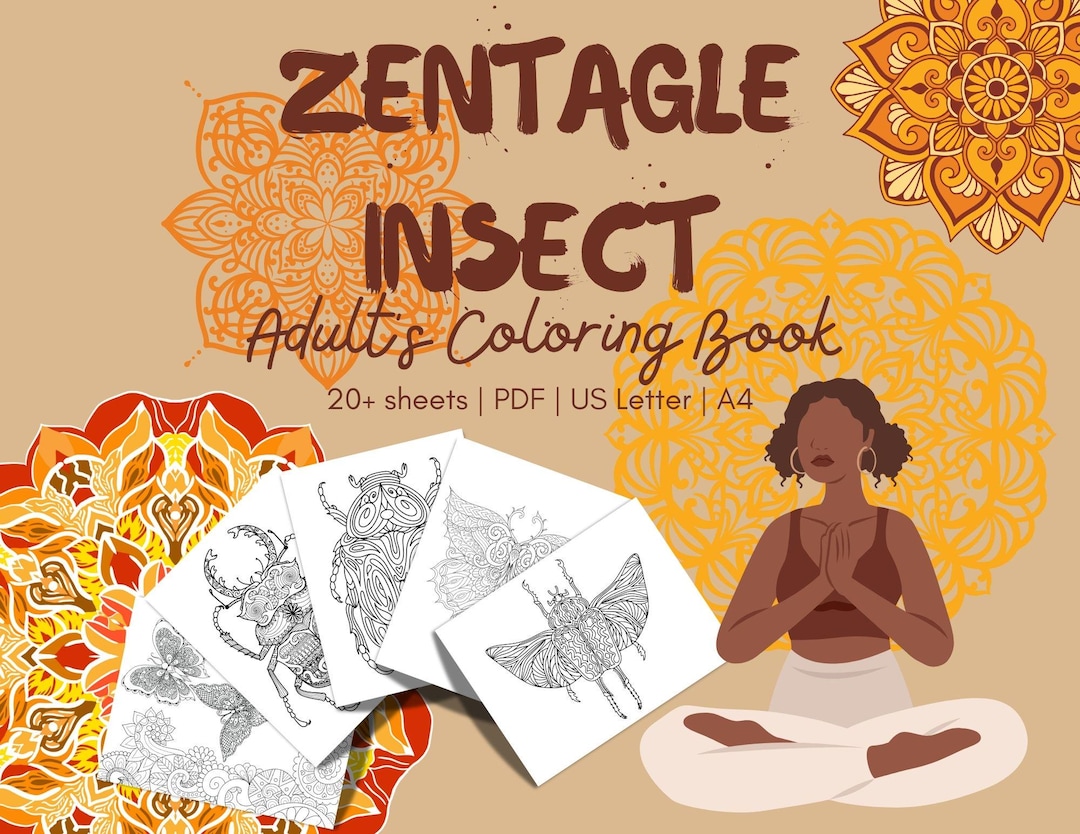 Zentangle Insect Mandala Coloring Book: Relaxing Art (printable PDF) - Etsy