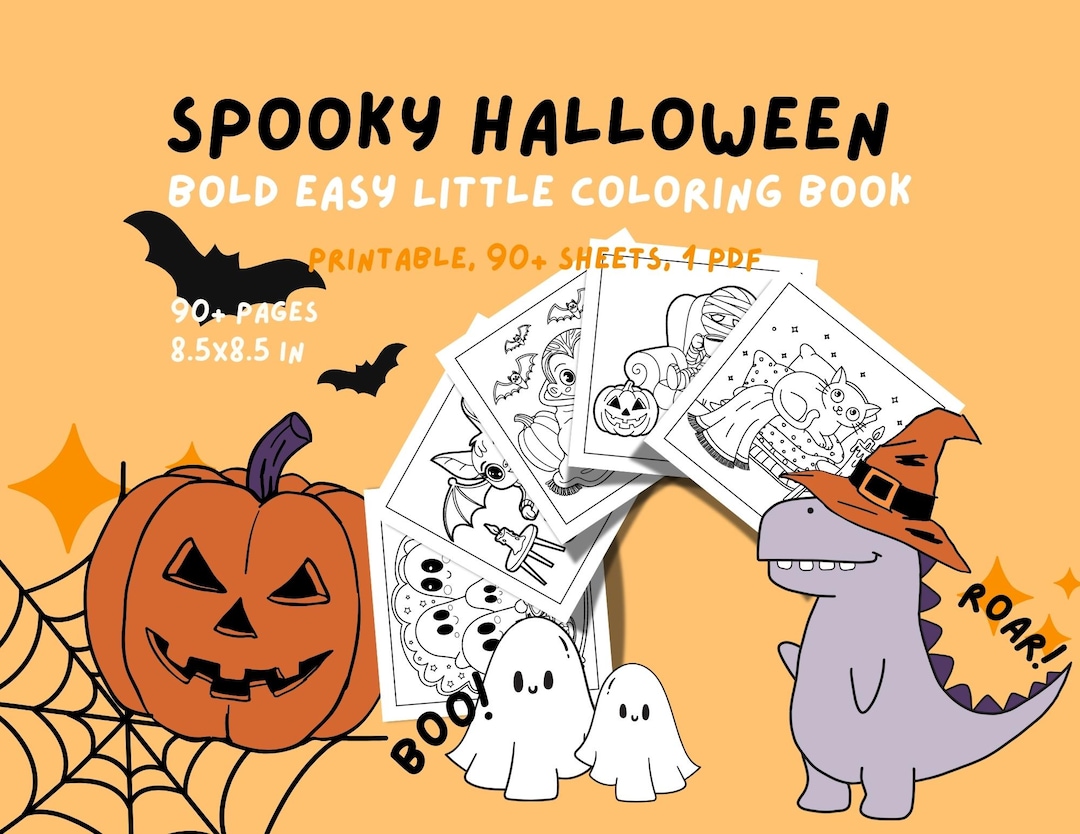 Bold & Easy Spooky Halloween Coloring Book for Kids | 90+ Fun Pages ...