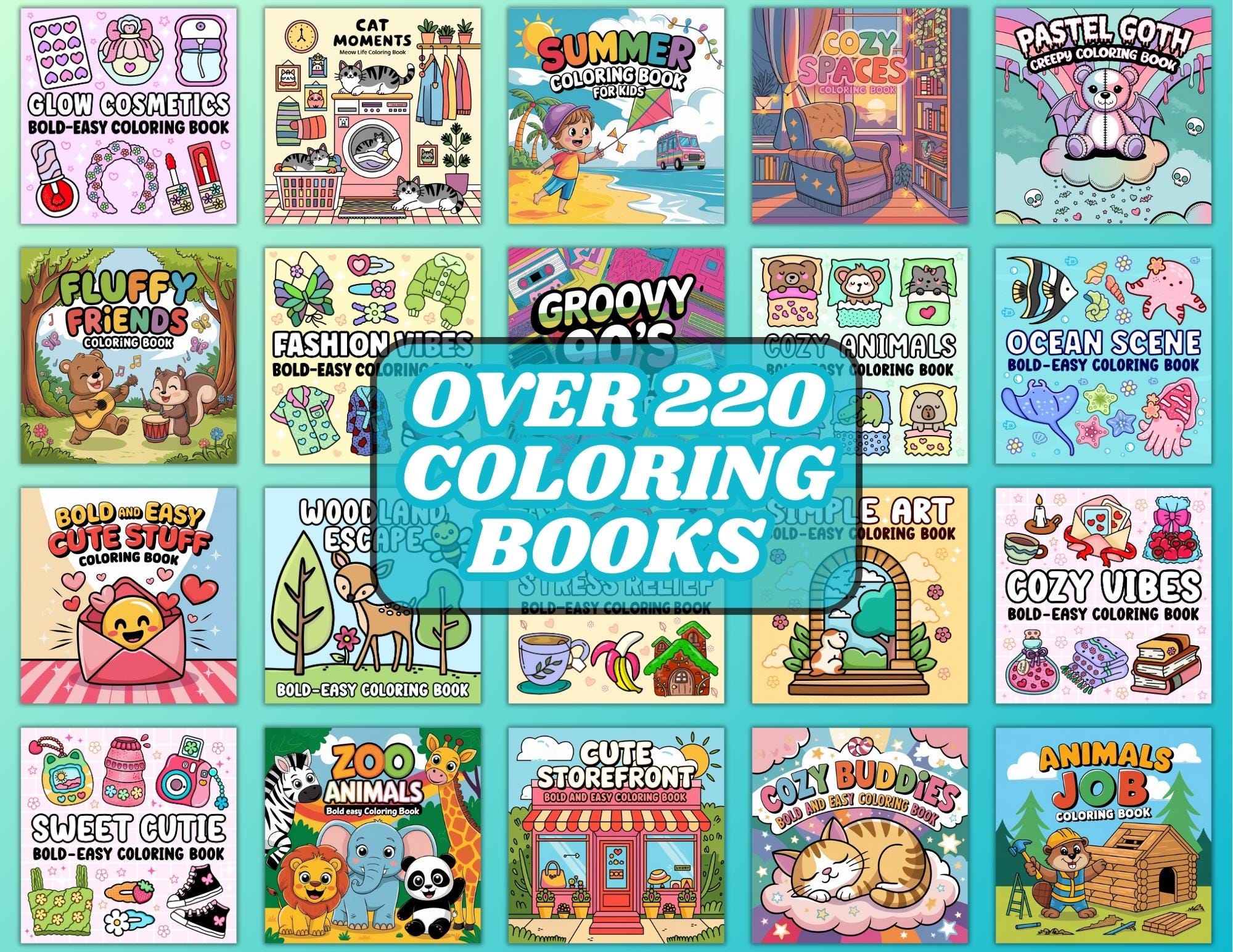 Ultimate Cute Bold & Easy Coloring Book Bundle | 8000+ Fun Printable ...
