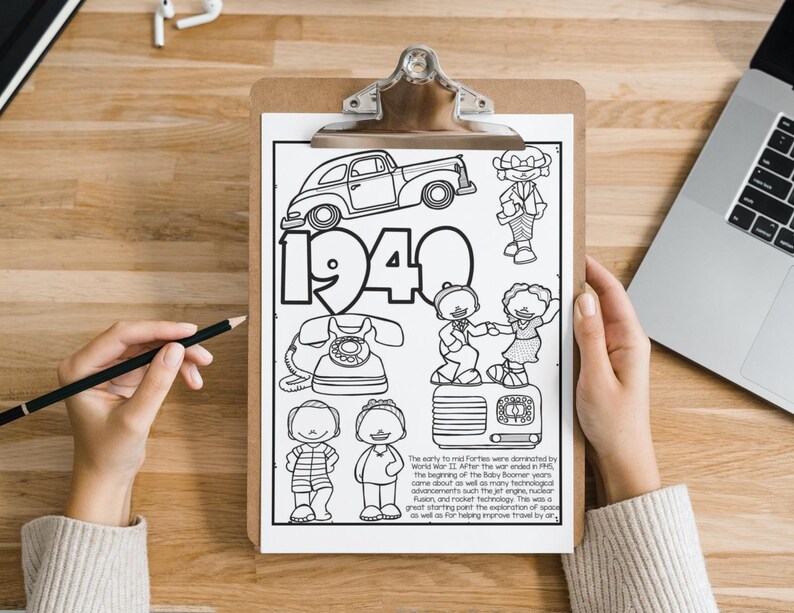 American History 20th Century Coloring Book | Educational Printable ...