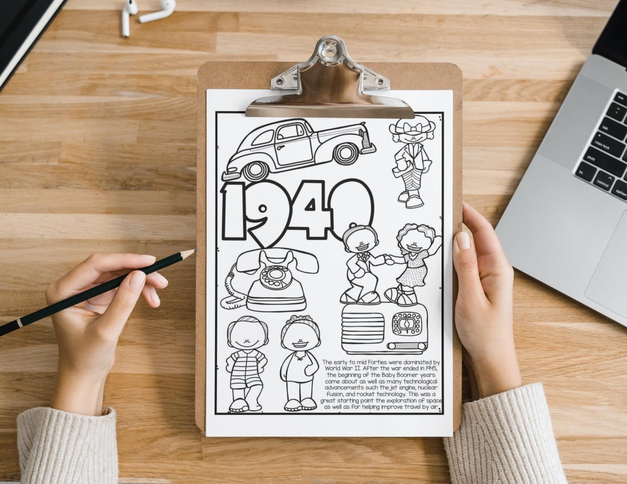 American History 20th Century Coloring Book | Educational Printable ...