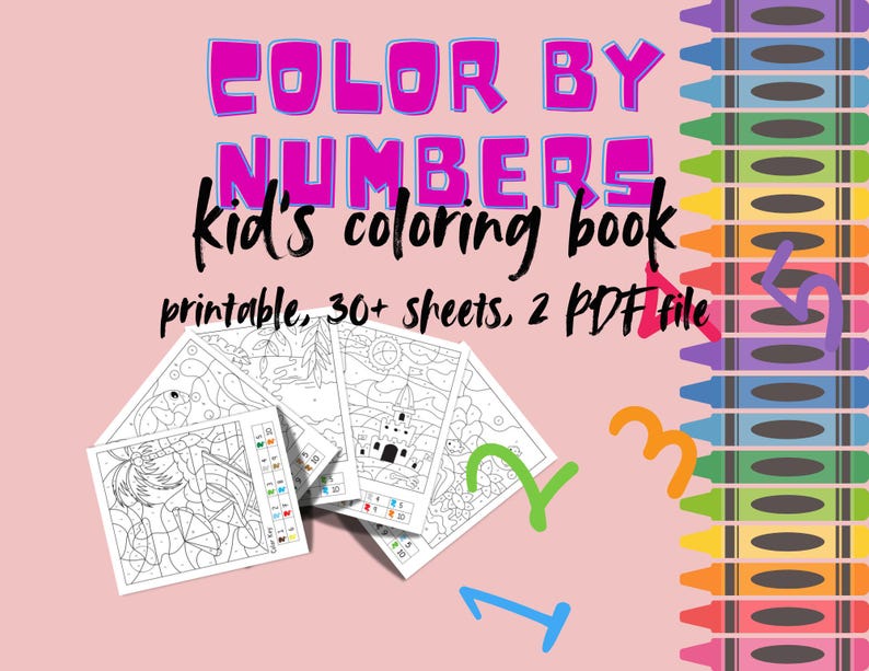 Color by Numbers Kids Coloring Book - Insects, Fish and Sea Life | Fun ...