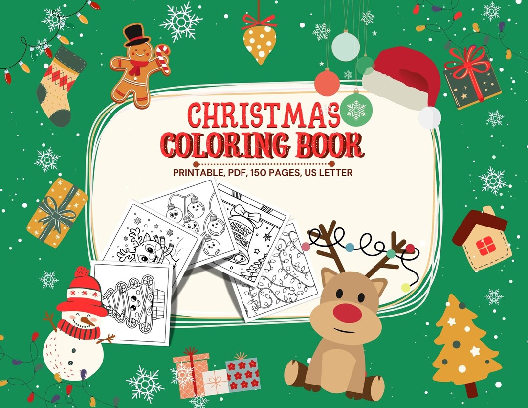 Bold & Easy Cute Christmas Coloring Book for Kids Fun Holiday Coloring ...
