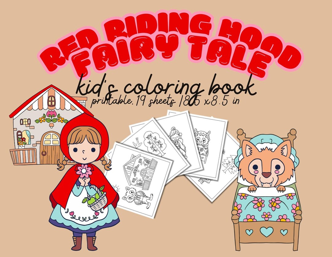 Little Red Riding Hood Coloring Book: Fairy Tale Printable (PDF) - Etsy