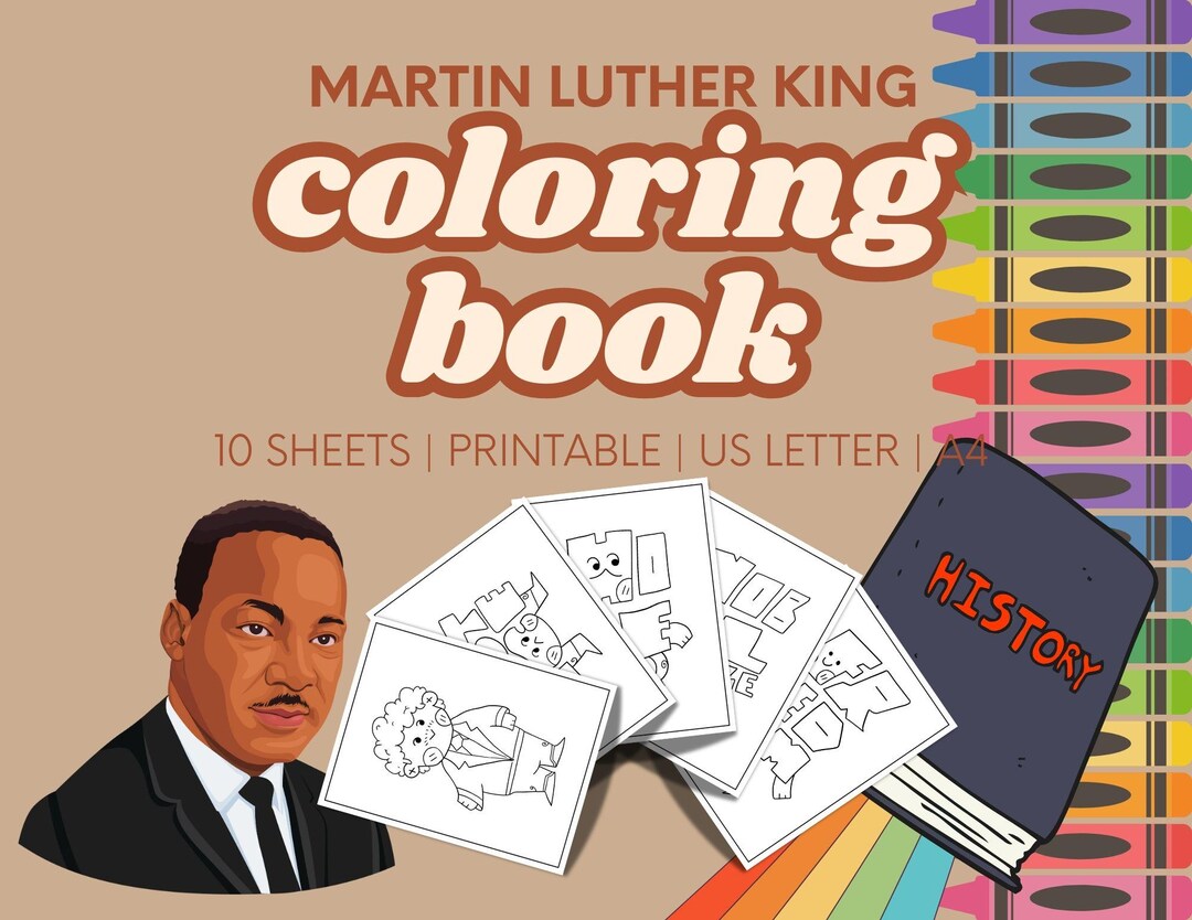 Martin Luther King Jr. Kids Coloring Pages Black History Month Activity ...
