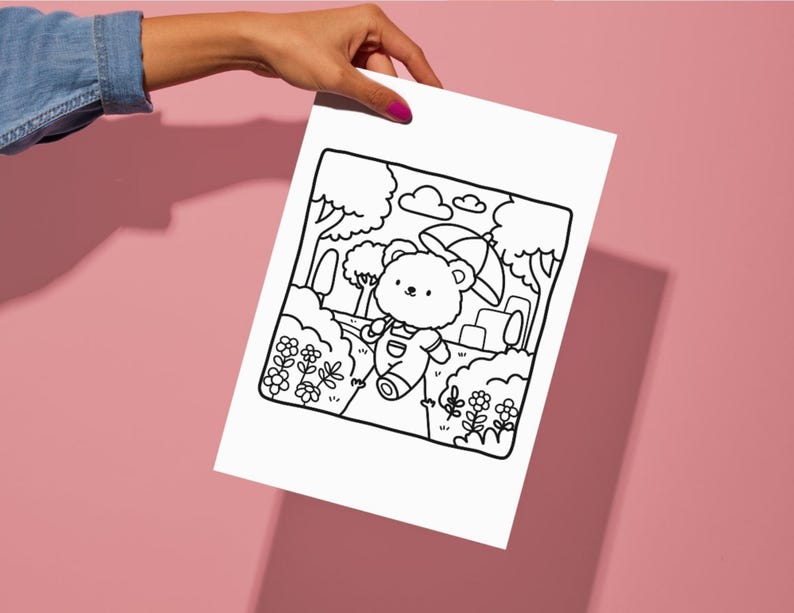 Bold and Easy Cozy Bear Coloring Pages | Hand-drawn Printable Kids ...