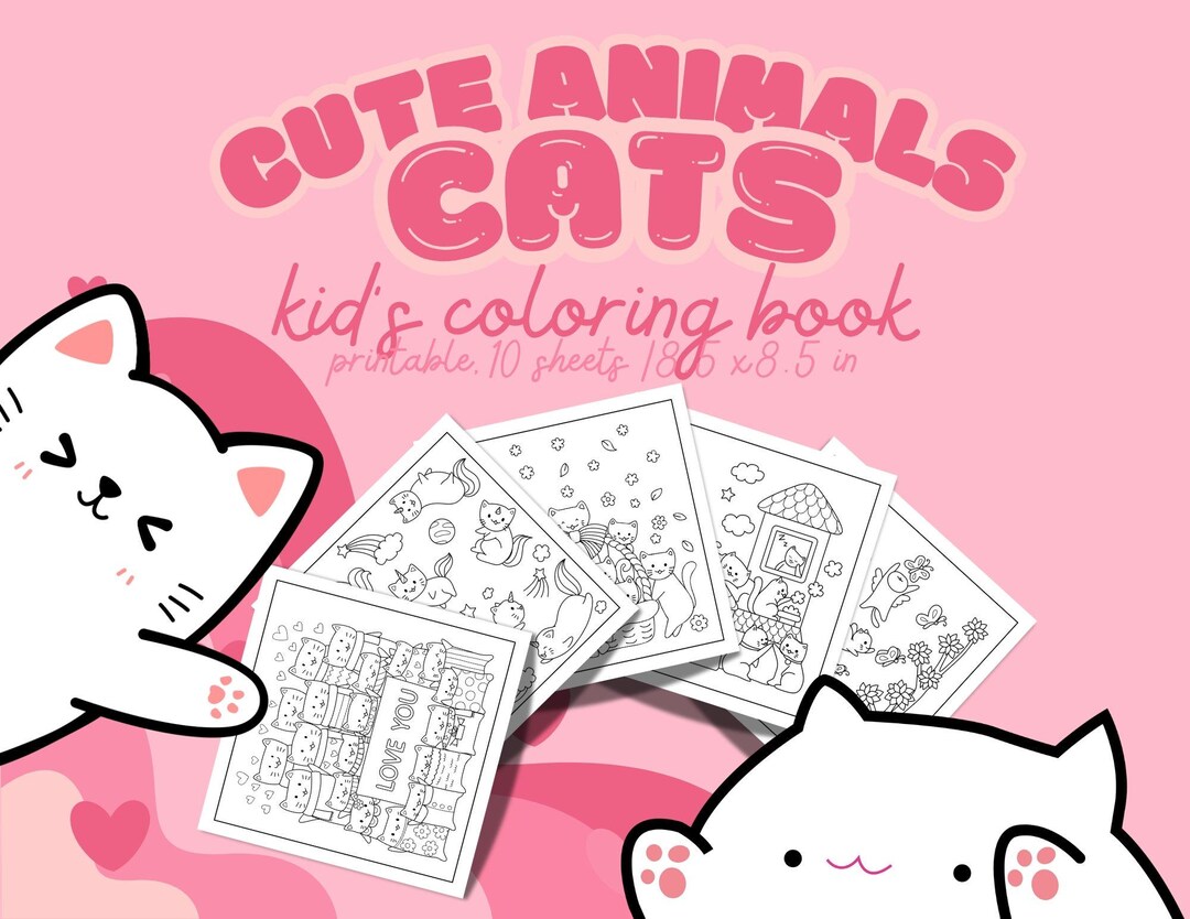 Cute Cats Coloring Book | Fun Printable PDF Pages for Kids | Cats in ...
