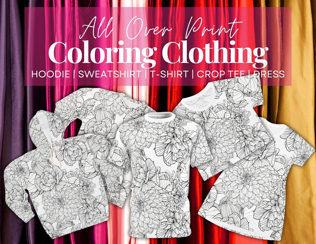 All Over Print Coloring Hoodie, Sweatshirt | Adults Coloring T-shirt ...