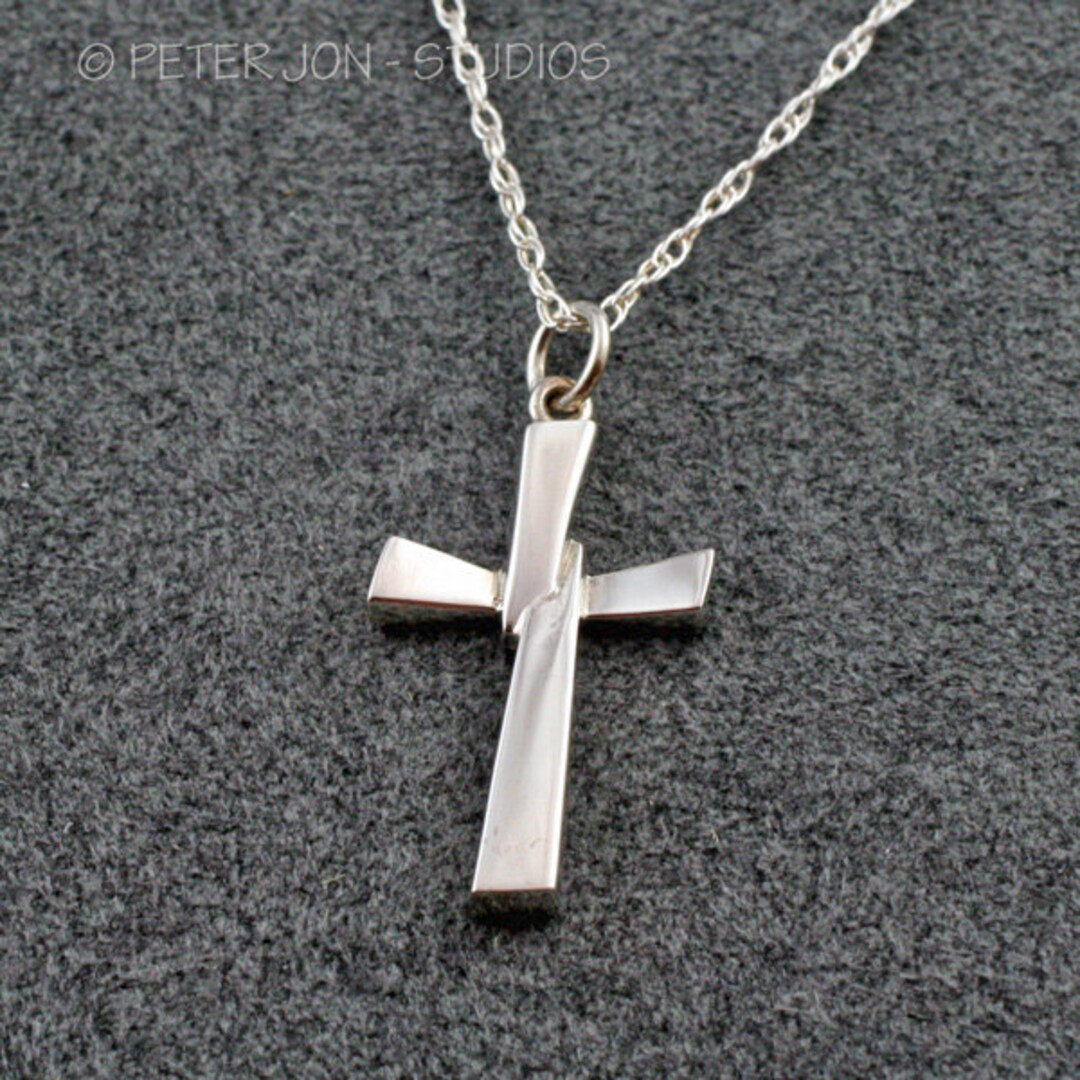 INTERLOCK CROSS Necklace in Sterling Silver, Handmade Christian Pendant ...