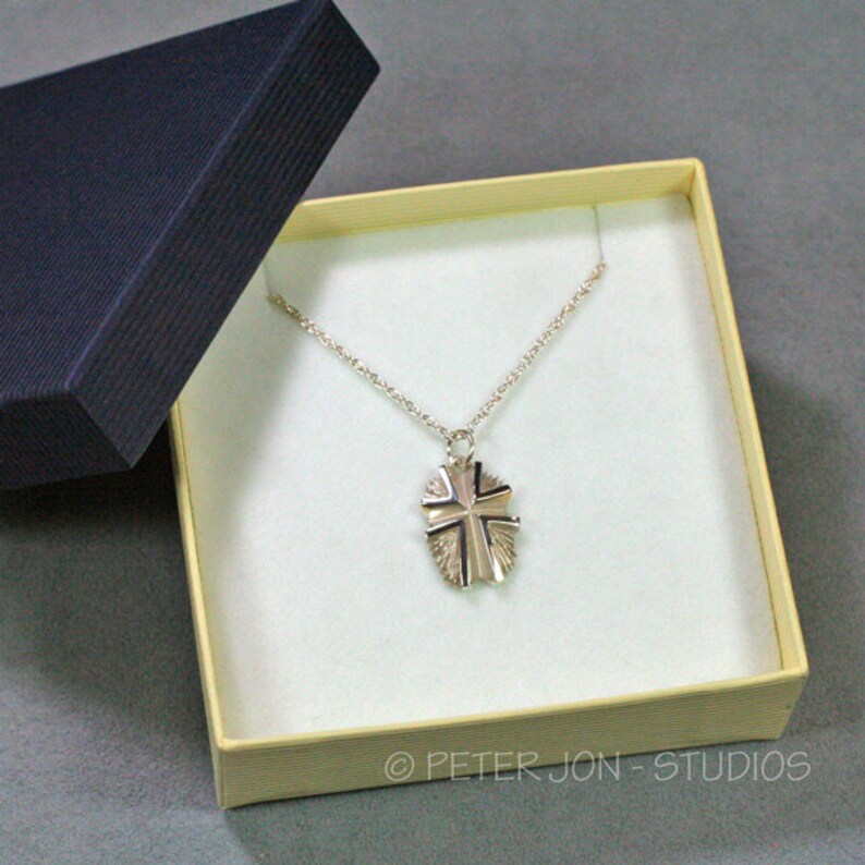 SUNBURST CROSS PENDANT, Handmade in Sterling Silver, Includes 18"-24 ...