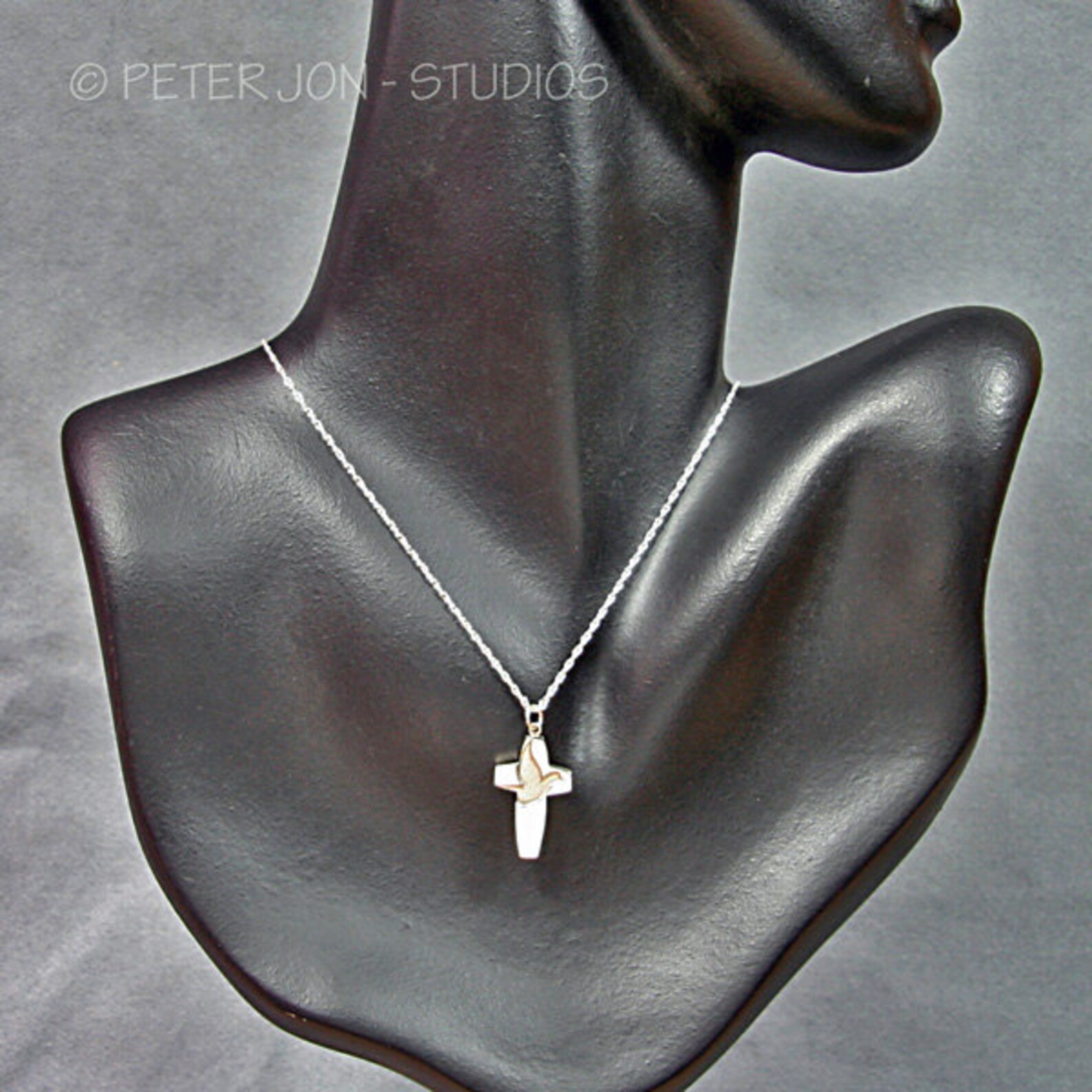 DOVE IN CROSS Christian Cross Necklace in Solid Sterling Silver ...