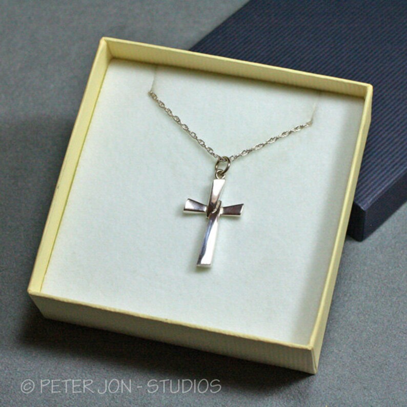 INTERLOCK CROSS Necklace in Sterling Silver, Handmade Christian Pendant ...