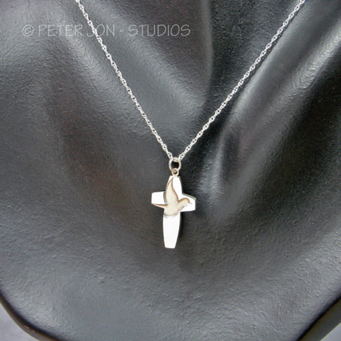 DOVE IN CROSS Christian Cross Necklace in Solid Sterling Silver ...