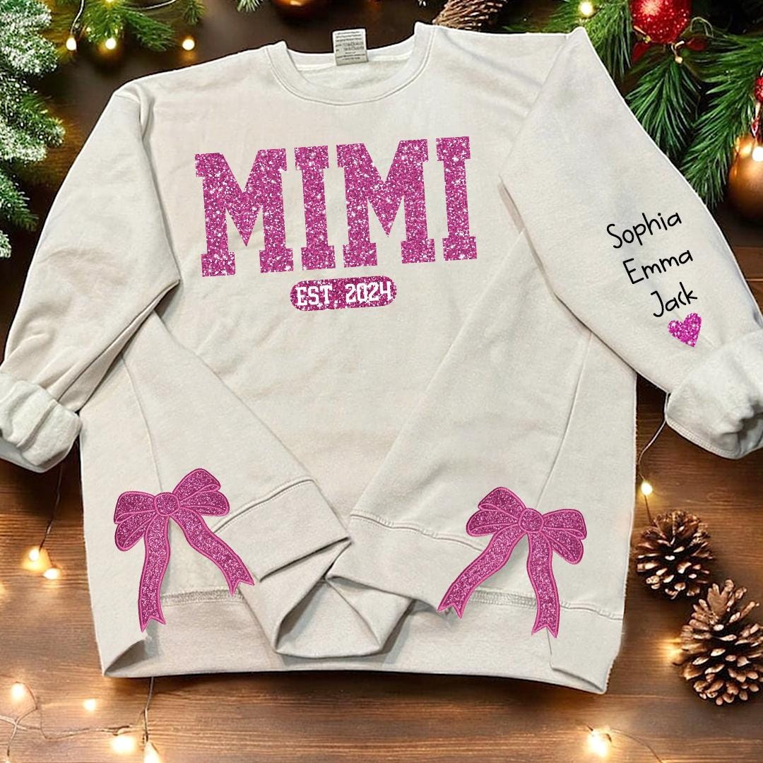 Glitter Mimi Pink Yellow Mimi, Grandma Christmas Bow Embellished ...