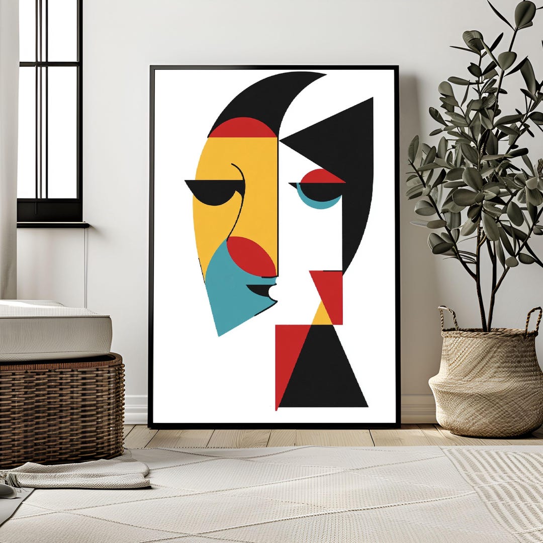 Fragmented Faces , Abstract Wall Art,geometric Face Art,minimalist Art ...