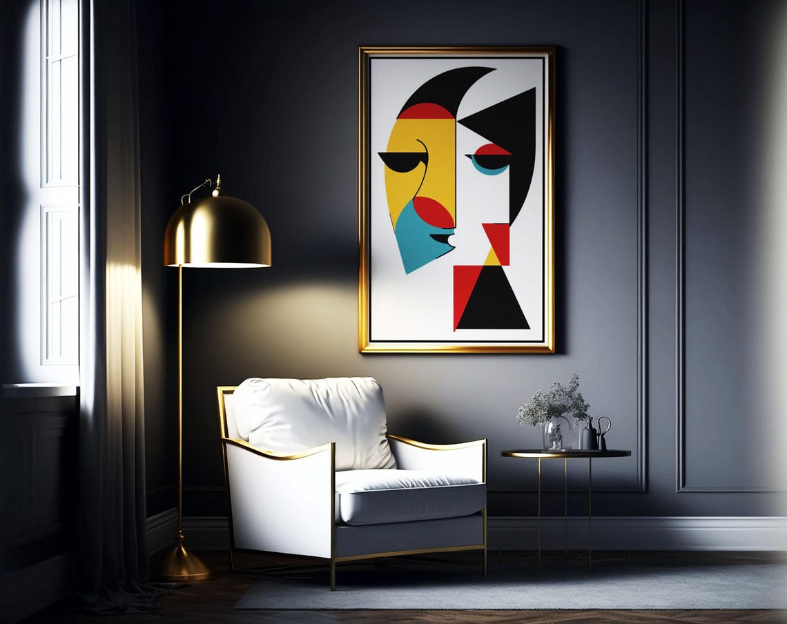 Fragmented Faces , Abstract Wall Art,geometric Face Art,minimalist Art ...