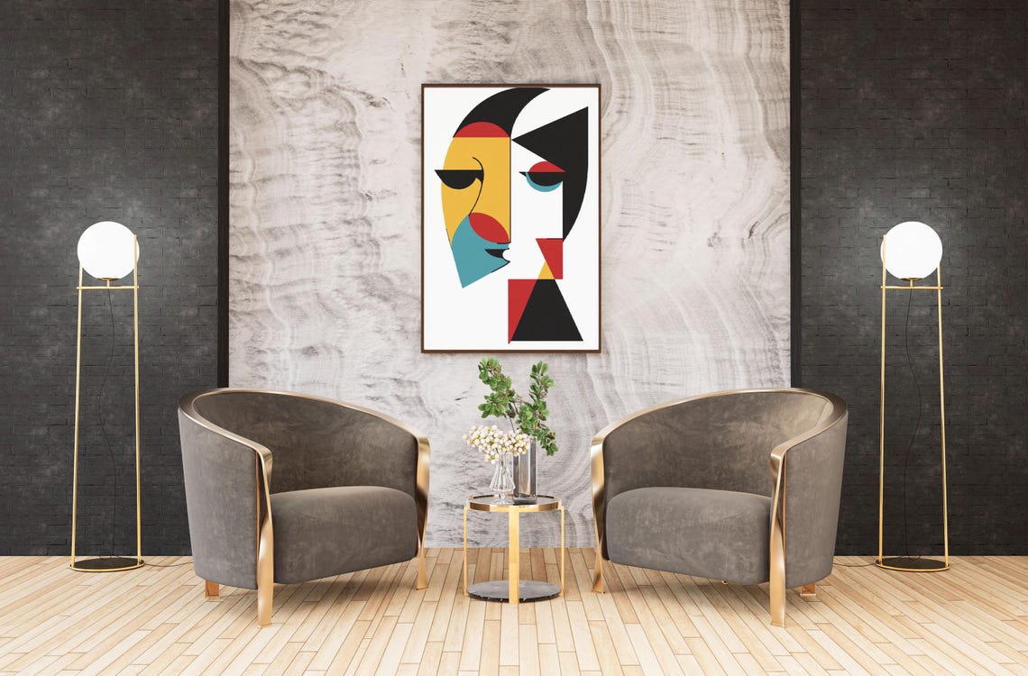 Fragmented Faces , Abstract Wall Art,geometric Face Art,minimalist Art ...