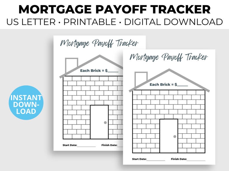 Mortgage Payoff Tracker, Mortgage Chart, Mortgage Payoff Chart ...