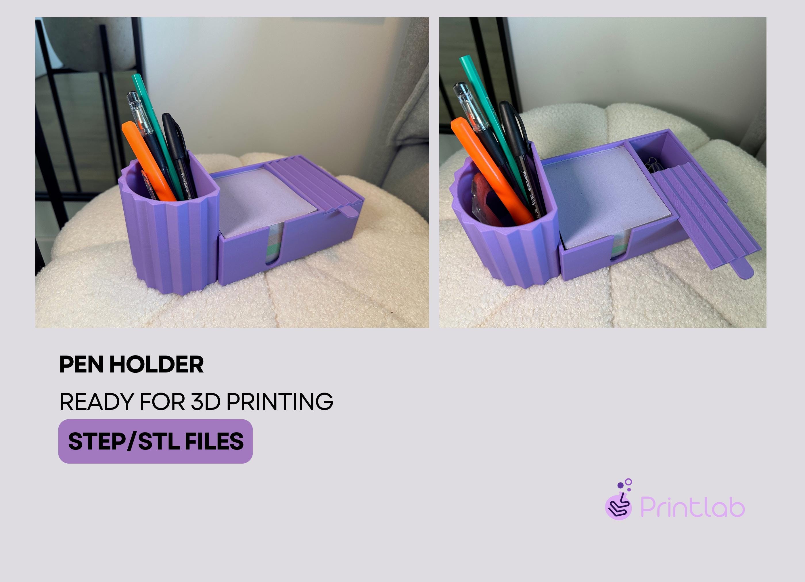 3D Print Pen & Sticker Holder Desk Organizer (STEP STL Files) - Etsy