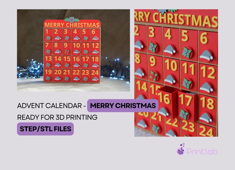3D Printing Advent Calendar: Christmas Countdown Gift Boxes (STL STEP ...