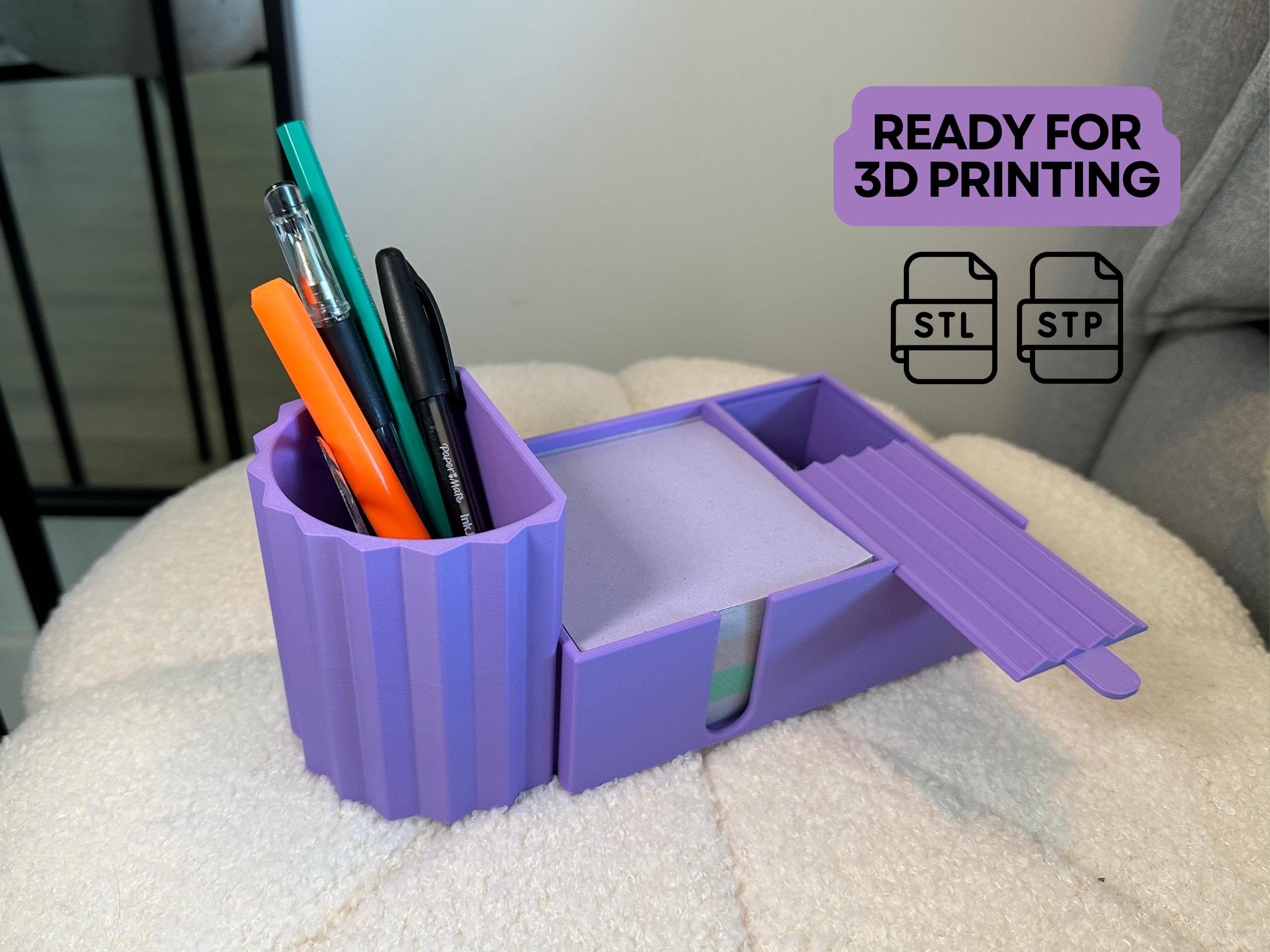 3D Print Pen & Sticker Holder Desk Organizer (STEP STL Files) - Etsy