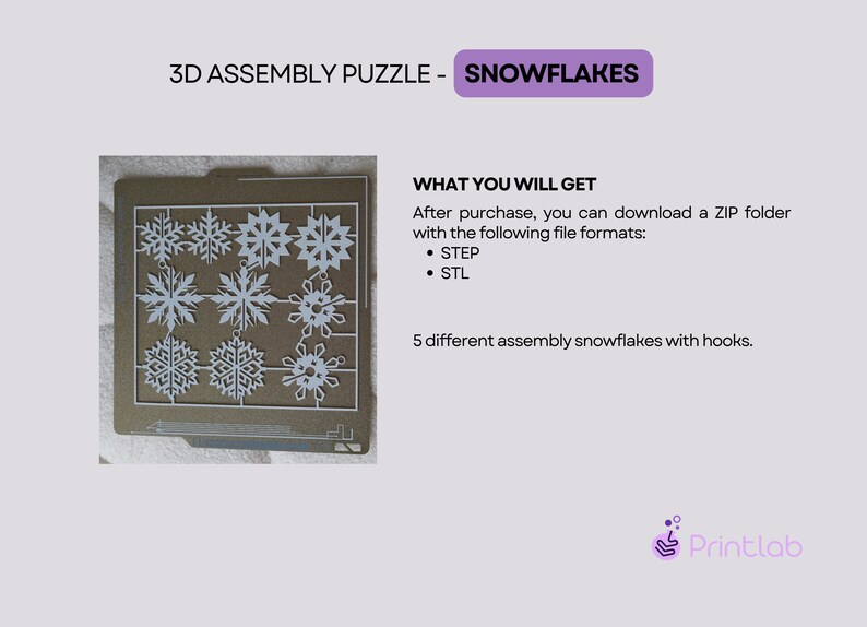 3D Snowflakes Puzzle Set: Christmas Assembly Kit (digital Download) - Etsy