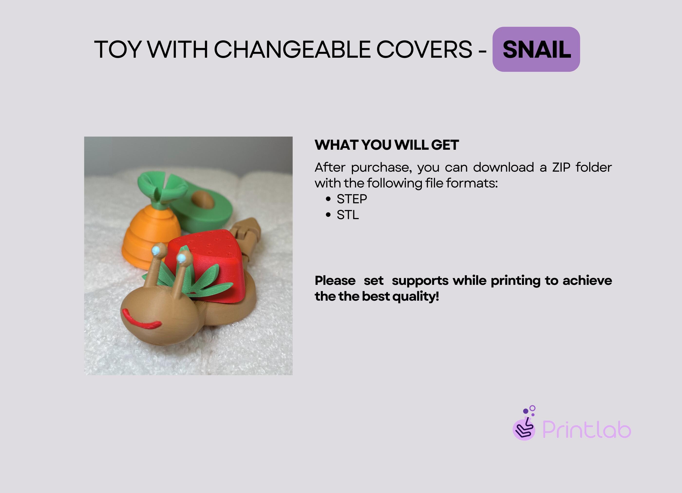 Flexi Snail With Changeable Covers for 3D Printing | Toy | STEP STL ...