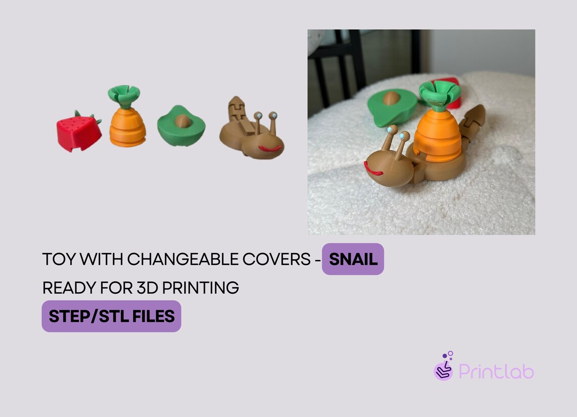 Flexi Snail With Changeable Covers for 3D Printing | Toy | STEP STL ...