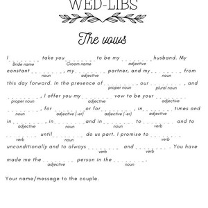 Wedding Mad Libs Template - Etsy