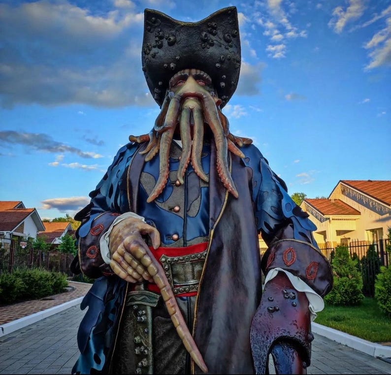 Davy Jones Cosplay Costume Pirate Captain Outfit Halloween Cosplay ...