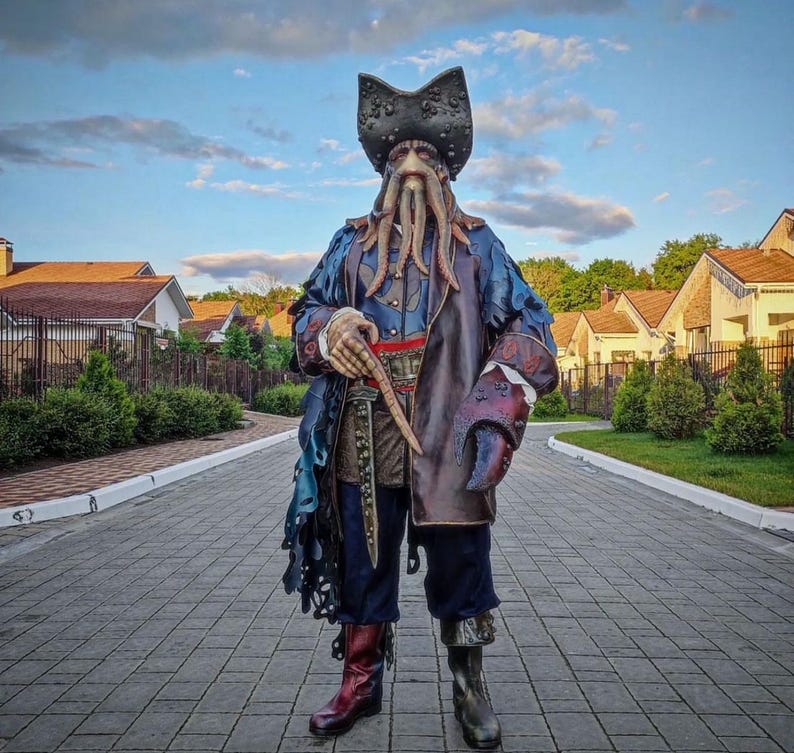 Davy Jones Cosplay Costume Pirate Captain Outfit Halloween Cosplay ...