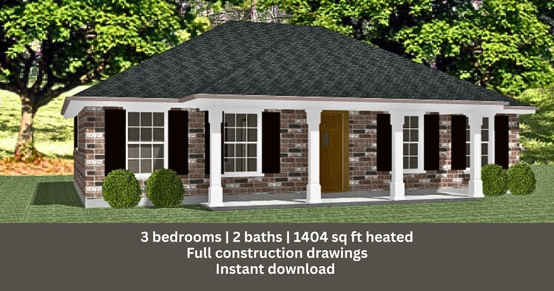 The Keiley Ranch House Plan | 3 Bedrooms 2 Baths | 1404 Sq Ft| PDF ...