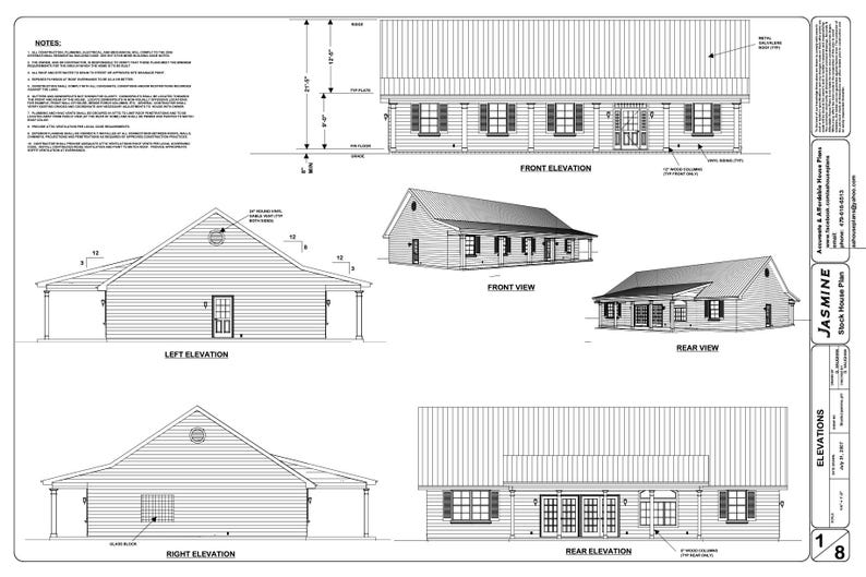 Jasmine Ranch Style House Plan: the Jasmine - 3-4 Bed, 2 Bath (PDF ...