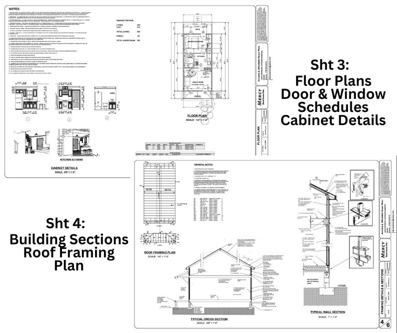 The Mercy Tiny Home Plans: 720 Sq Ft Cottage With Loft (PDF Download ...