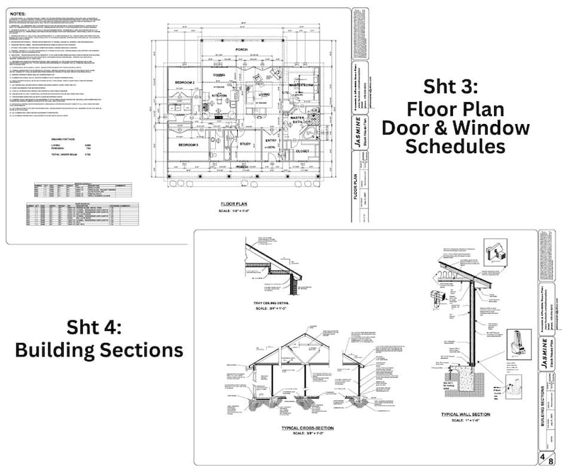 Jasmine Ranch Style House Plan: the Jasmine - 3-4 Bed, 2 Bath (PDF ...