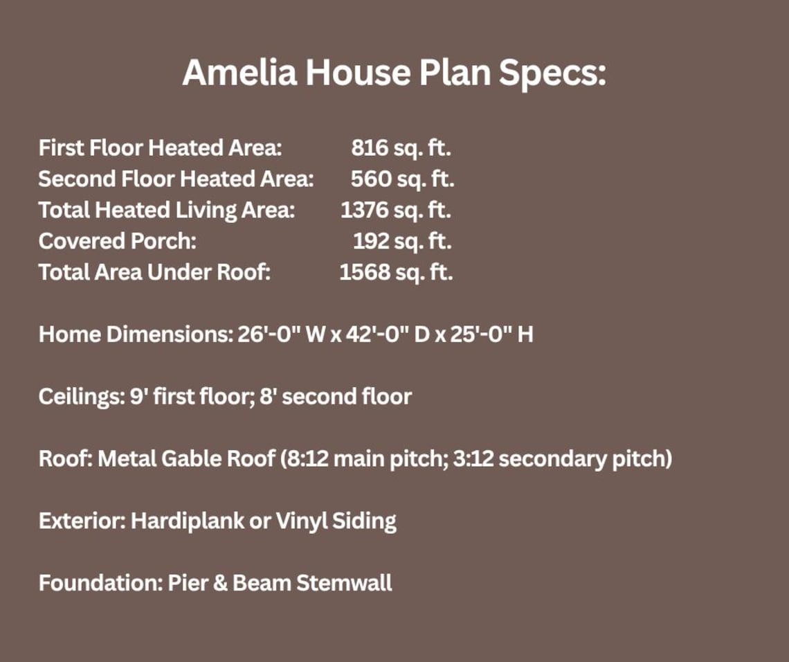 Amelia Farmhouse Home Plan: 3 Bed 2 Bath, 1376 Sq Ft (PDF Blueprint ...