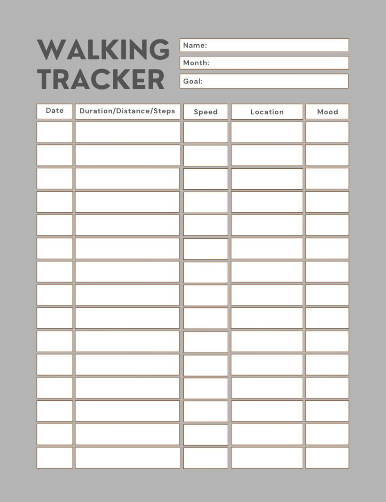 Walking Tracker: Digital & Printable Fitness Journal for Ipad ...
