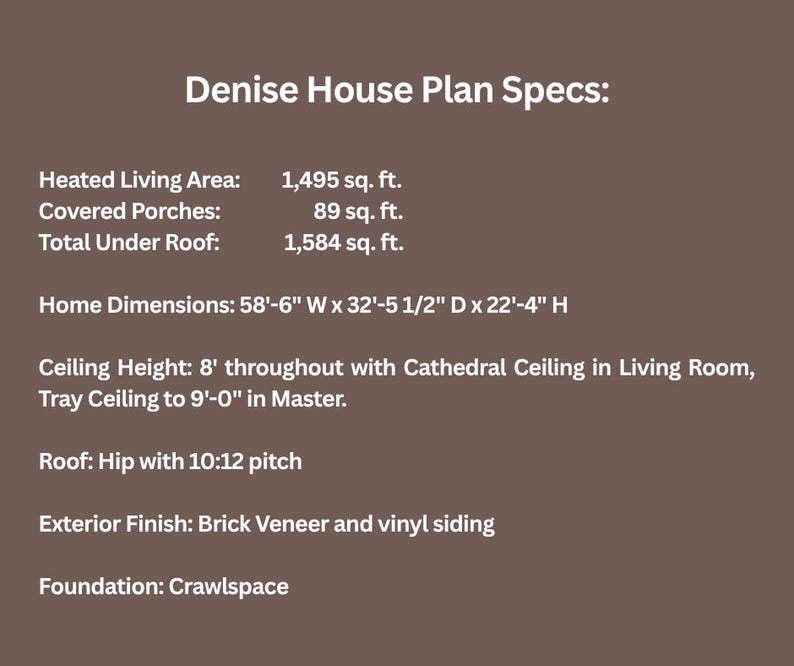 Denise Ranch House Plan | 3 Bed, 2 Bath (PDF Download) - Etsy