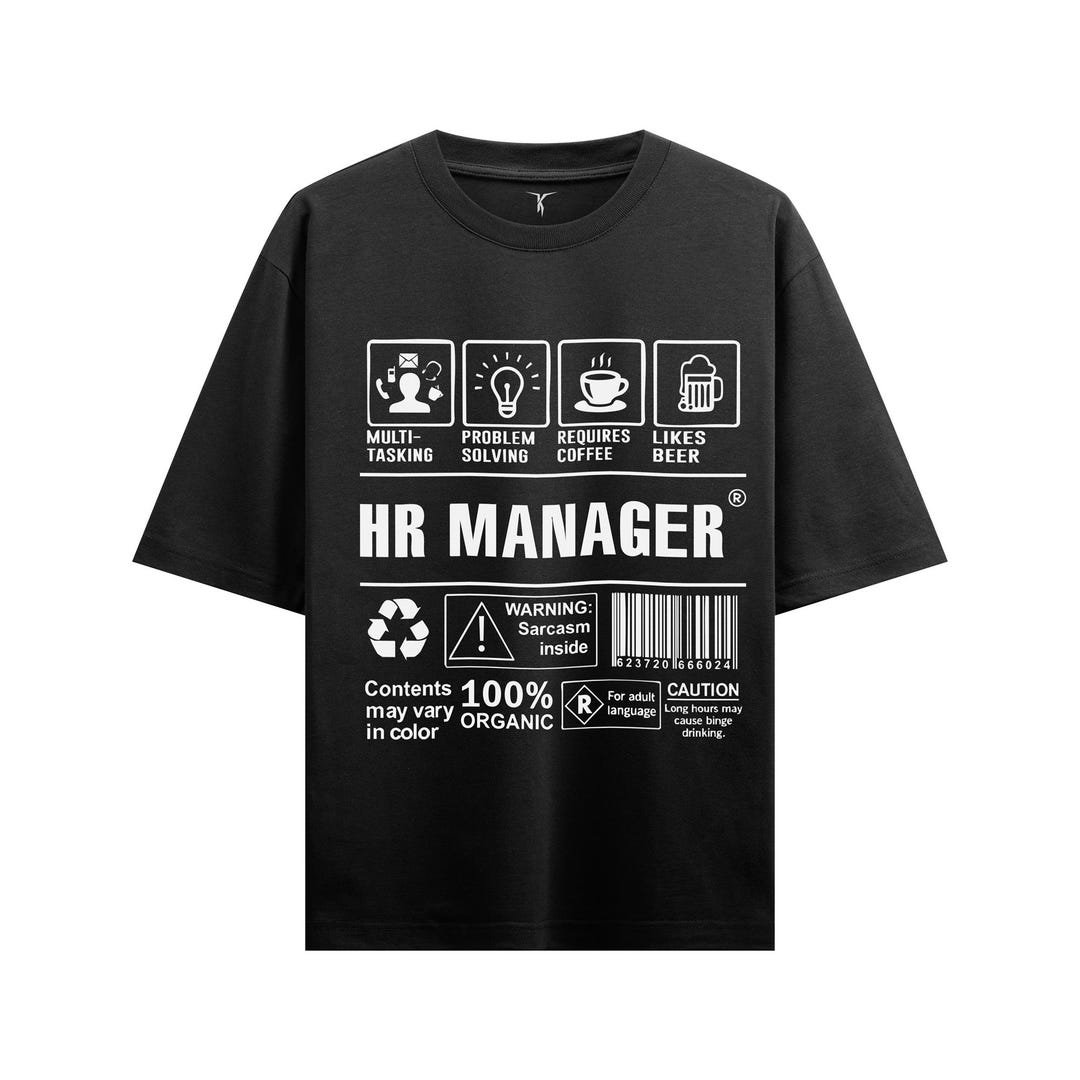 HR Manager Funny T-shirt Oversized 100% Cotton Tee for HR Professionals ...
