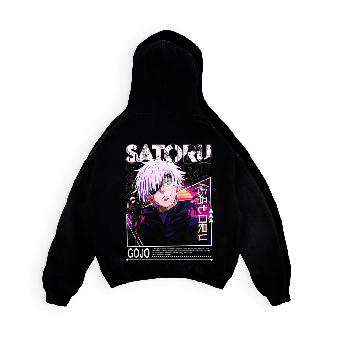 Satoru Gojo Oversized Black T-shirt, Hoodie Jujutsu Kaisen Anime Merch ...