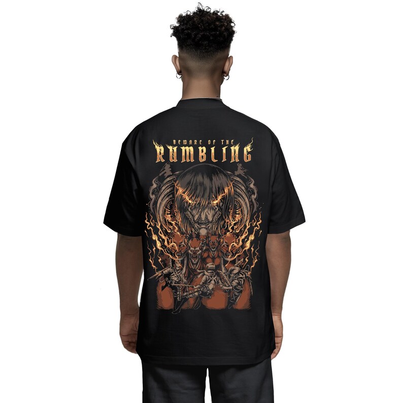 Beware of the Rumbling Attack on Titan Anime T-shirt | Oversized or ...