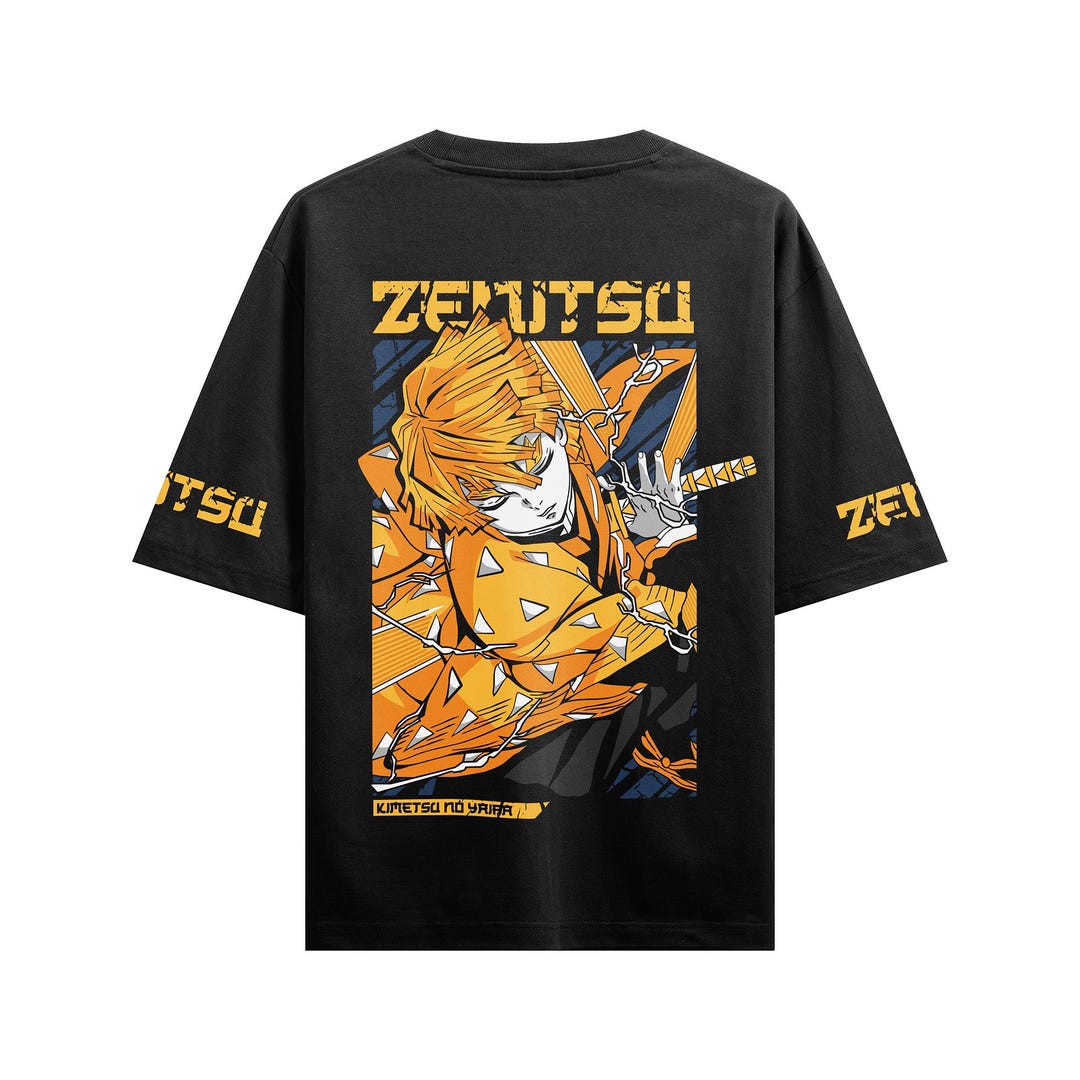 Demon Slayer Zenitsu T-shirt - Anime-inspired Black Unisex Tee With ...