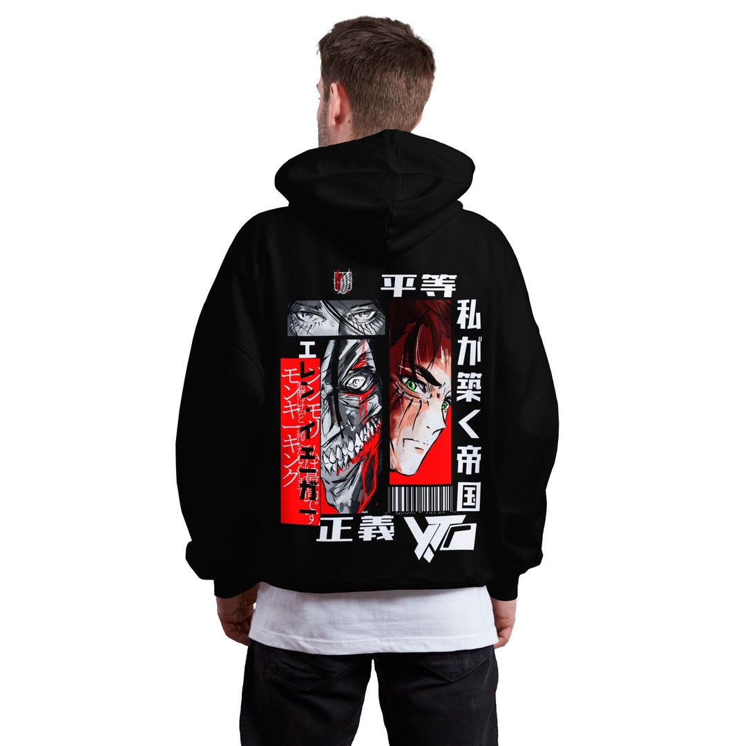 Attack on Titan Oversized Unisex Black T-shirt, Eren Yeager Apparel ...