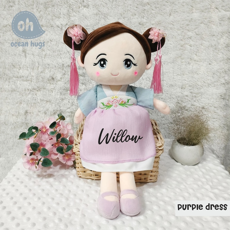 Personalized Asian Korean Plush, Korea Hanbok Dress Doll, Custom Name ...